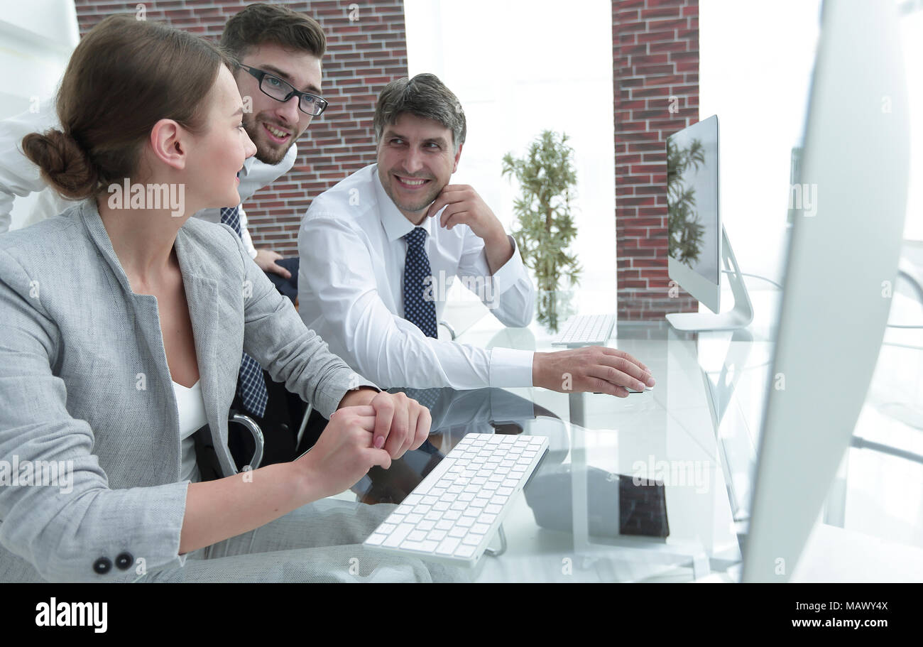business team working in a computer room Stock Photo - Alamy