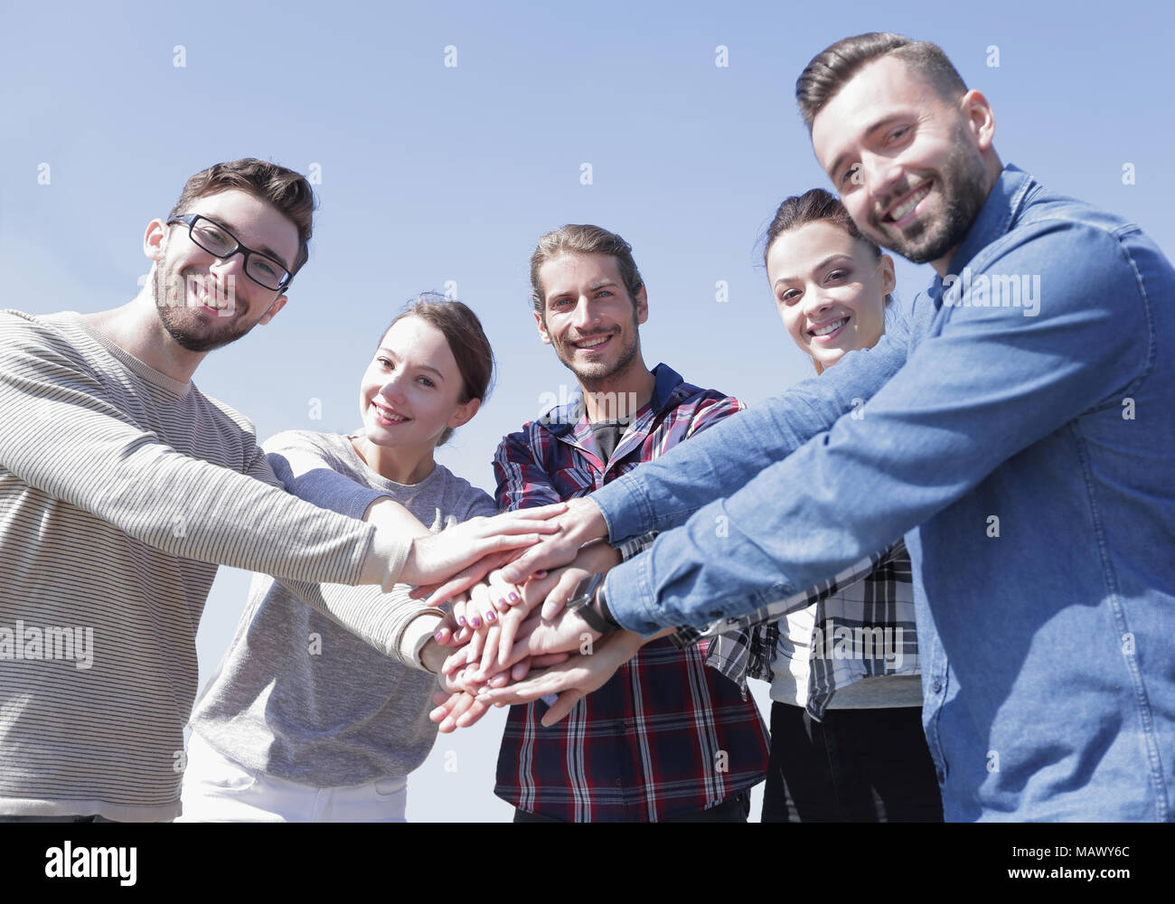 concept of teamwork. business people joined hands Stock Photo - Alamy