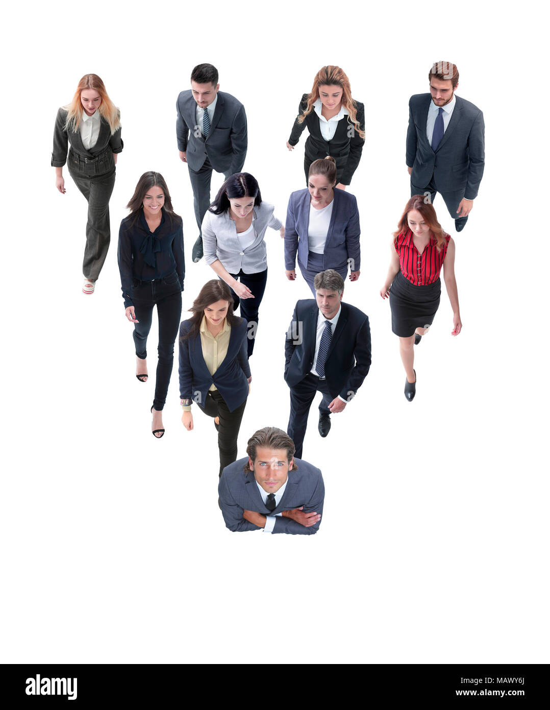 going business people behind the leader. isolated on white Stock Photo ...