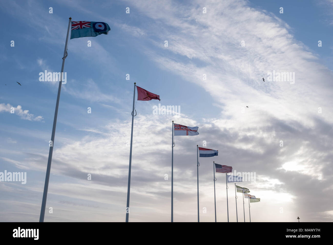 Flags on Plymouth Hoe, Plymouth, Devon, UK Stock Photo - Alamy