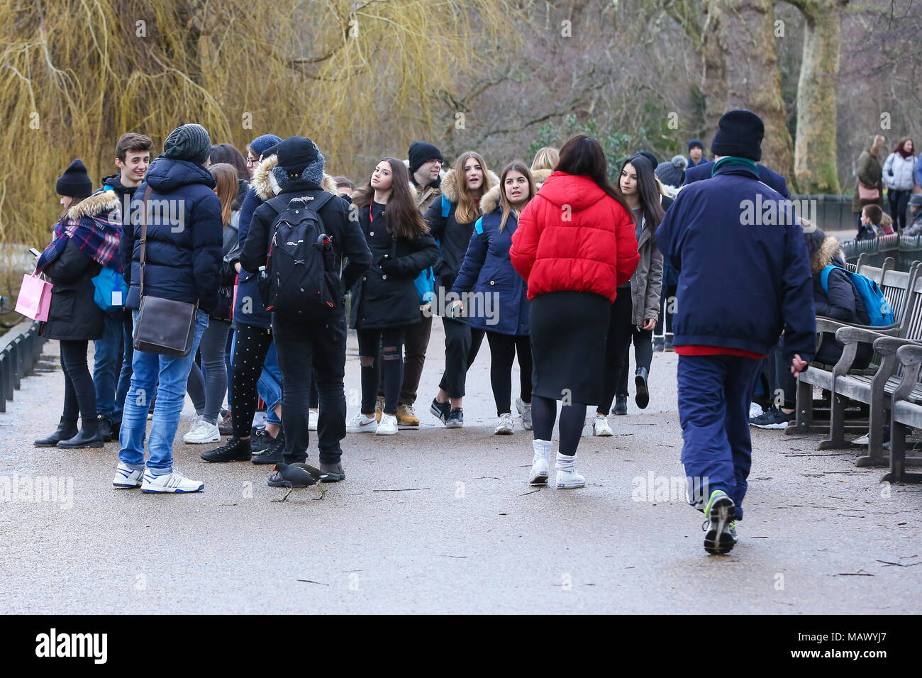 Tourist and locals out and about in St James Park on a mild day in the ...