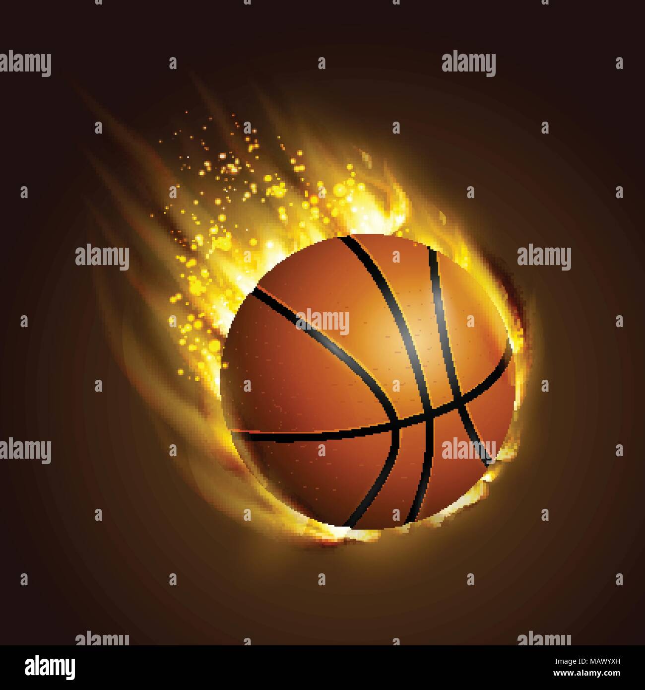 Flying basketball on fire Stock Vector Image & Art - Alamy