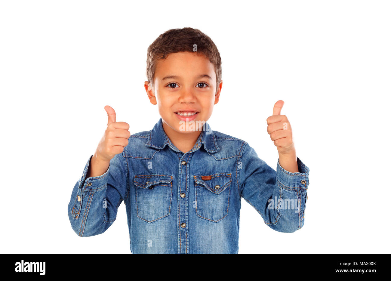 Funny small child saying Ok isolated on white background Stock Photo ...