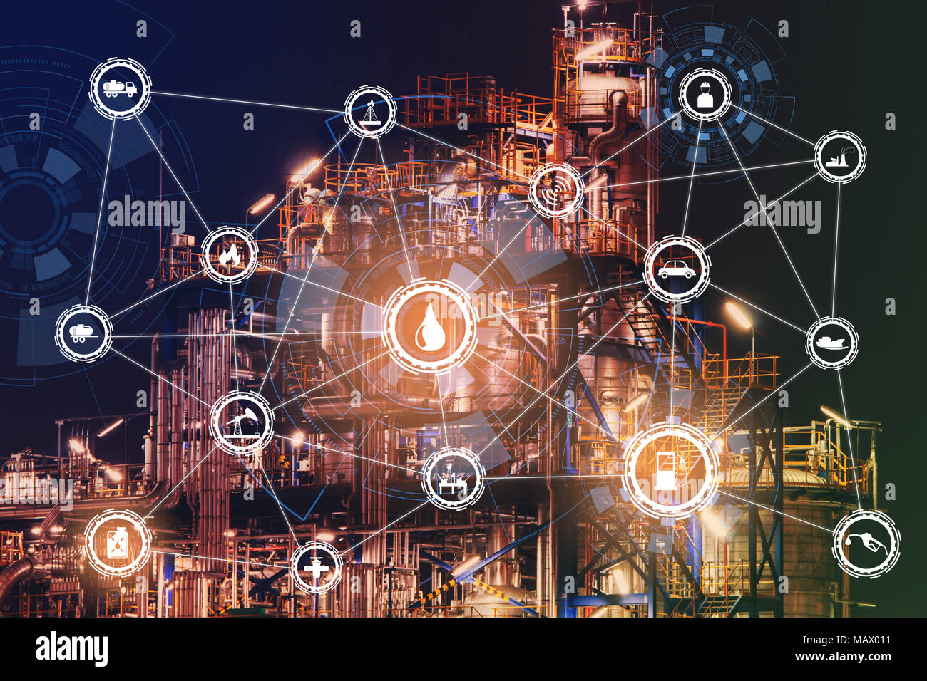 4.0 advanced industrial concept The industry has cyber icons and ...