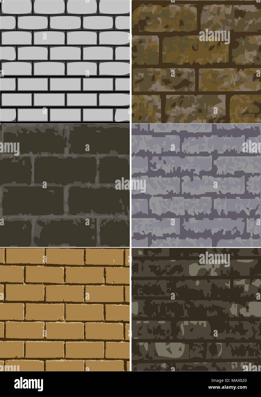 a set of six different abstract brick texture Stock Vector Image & Art ...