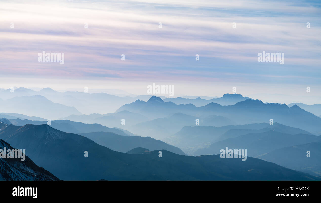 Beautiful panoramic view on French Alps from Aiguille du Midi Stock ...