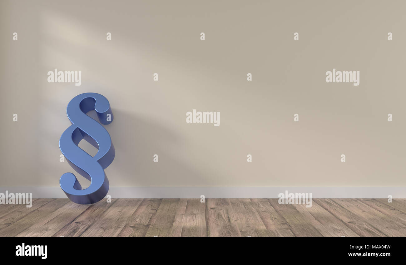 Bright room with big blue paragraph icon, 3d rendering Stock Photo - Alamy