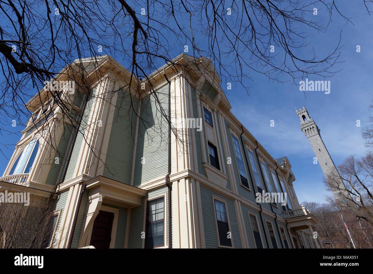 Town Hall exterior, winter off season, Provincetown, Cape Cod ...