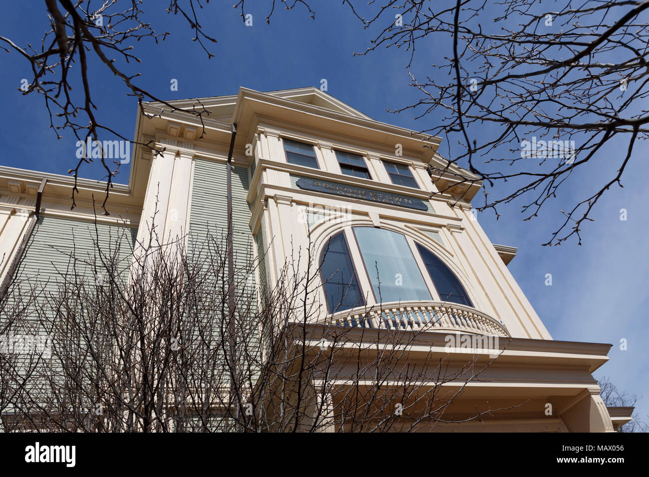 Town Hall exterior, winter off season, Provincetown, Cape Cod ...