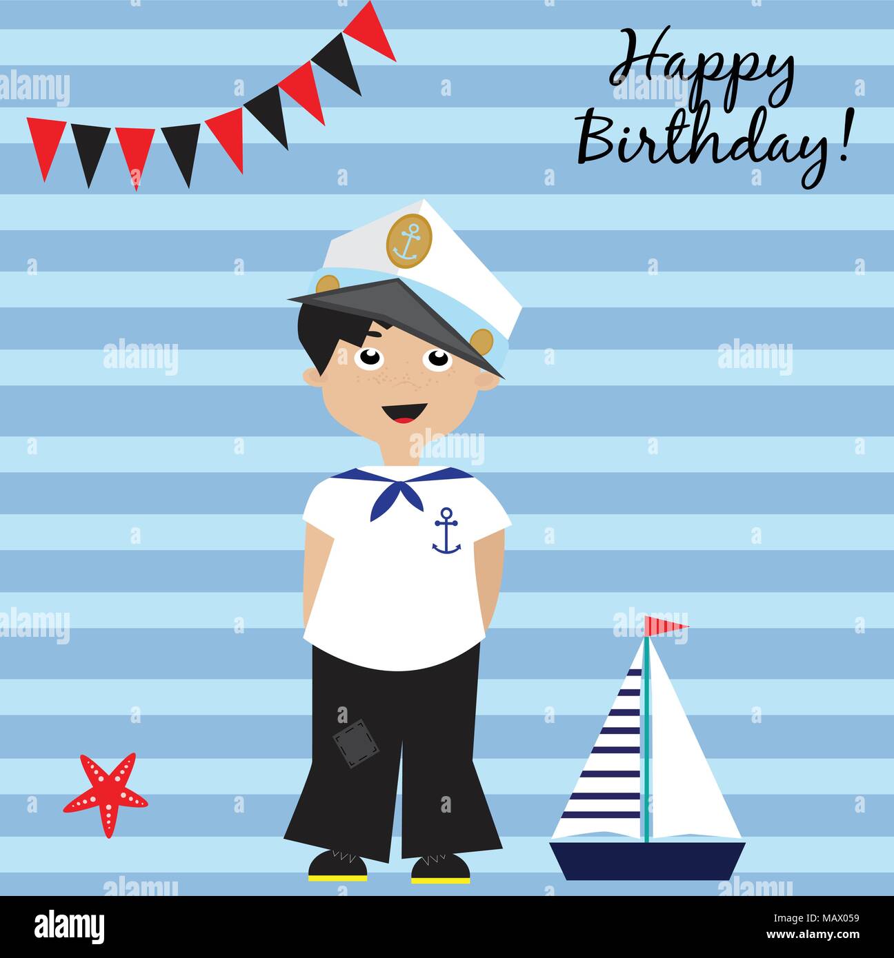 Greeting card with cute boy Stock Vector Image & Art - Alamy