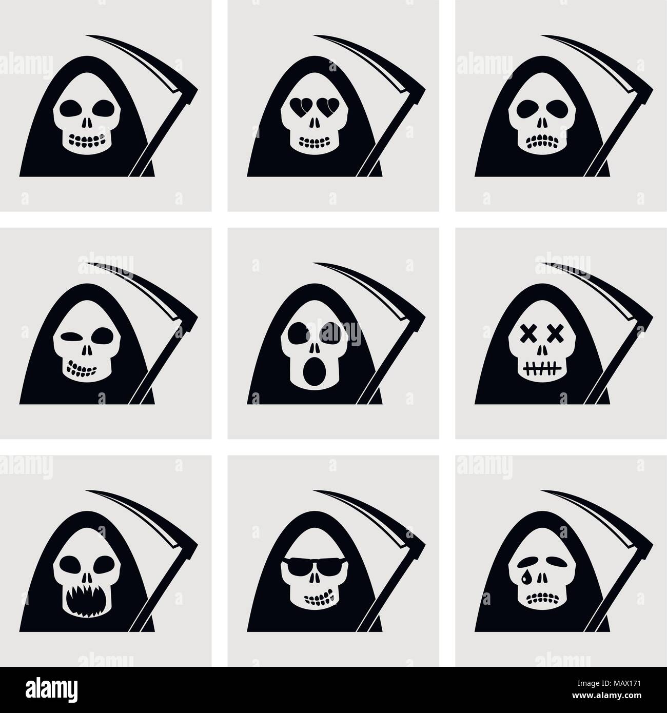 Death emoticon icons Stock Vector Image & Art - Alamy