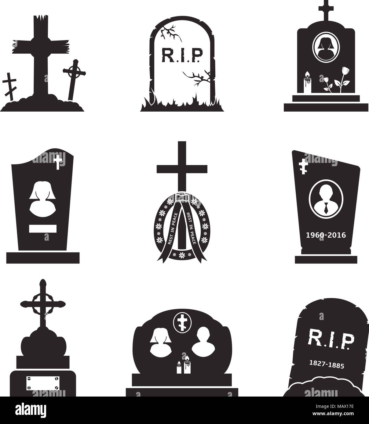 Vector Grave Icons Set Stock Vector Image & Art - Alamy
