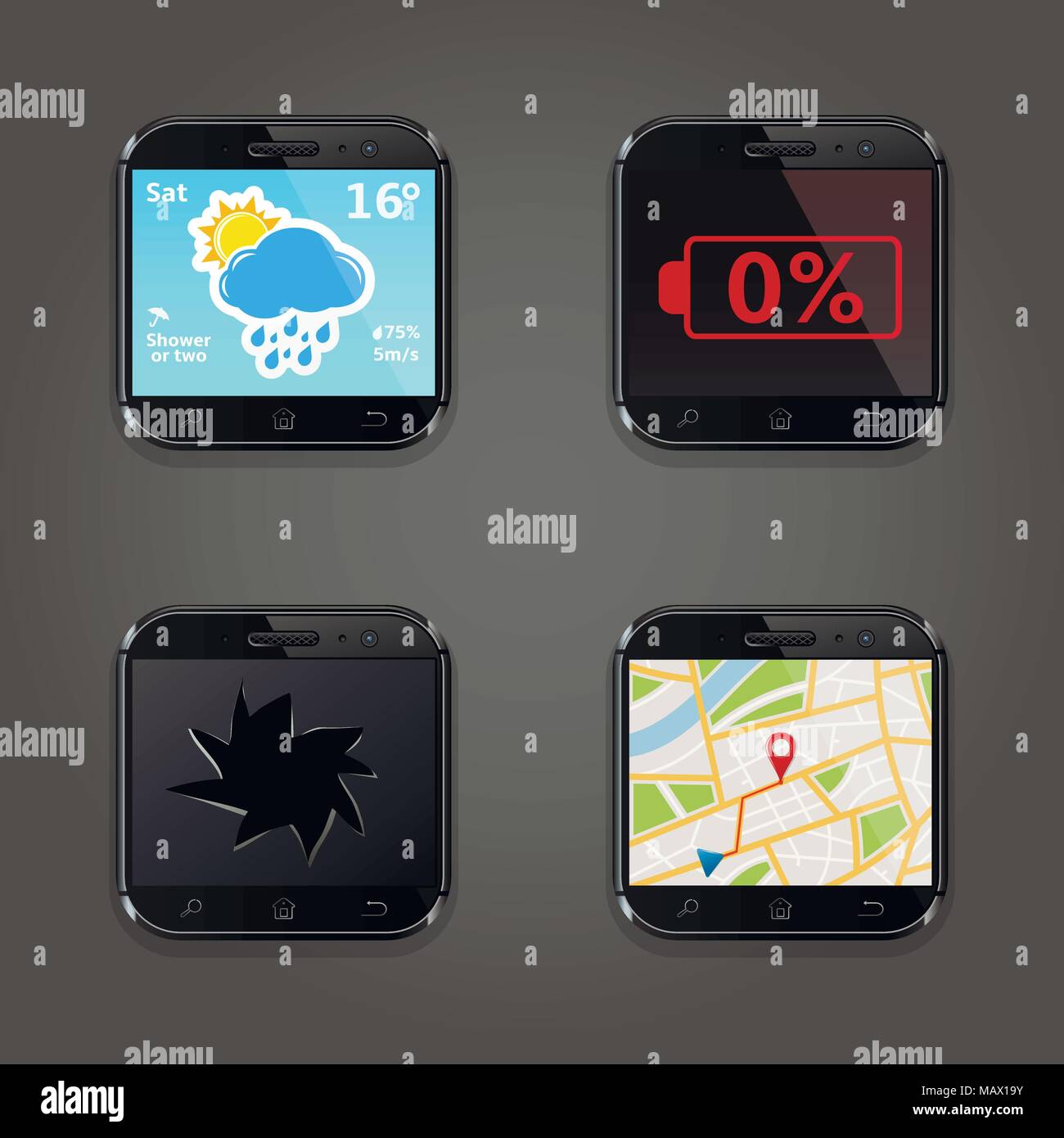 Set of app vector icons in smartphone style Stock Vector Image & Art ...