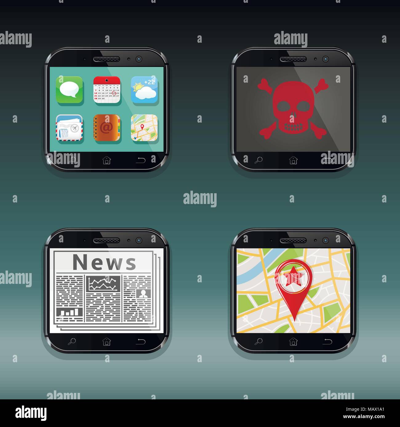 Mobile phones, vector apps icons Stock Vector Image & Art - Alamy