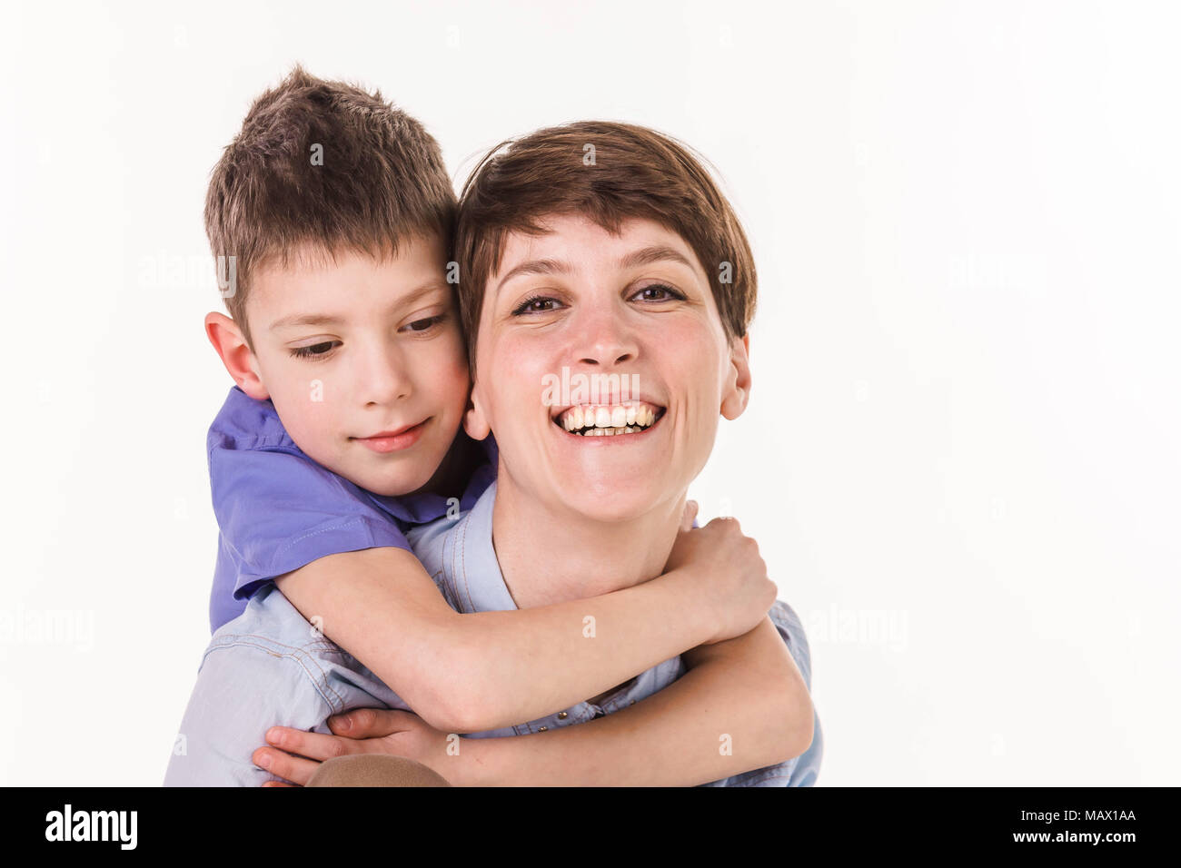 Mother's Day concept: Happy smiling mother and son Stock Photo - Alamy