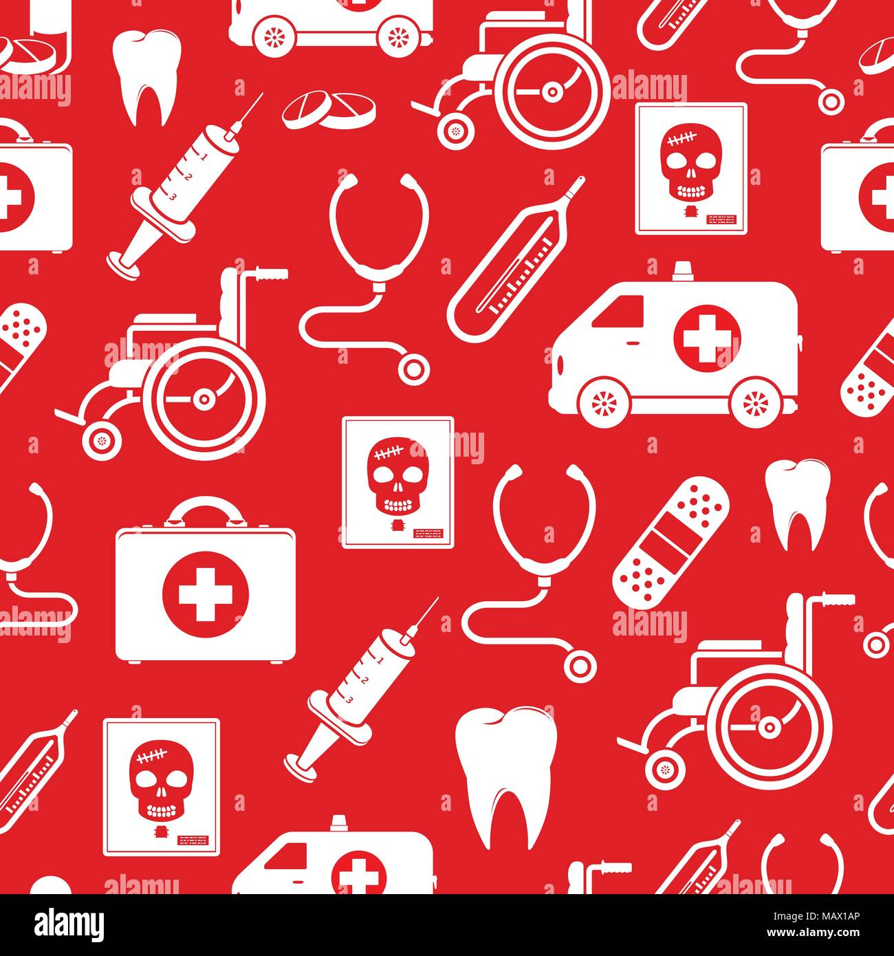 Medicine vector seamless pattern in red color Stock Vector Image & Art ...