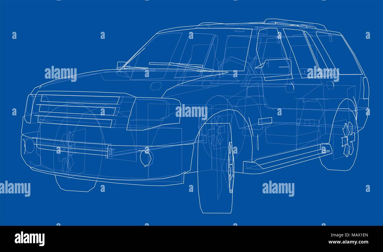 Car SUV drawing outline Stock Photo - Alamy