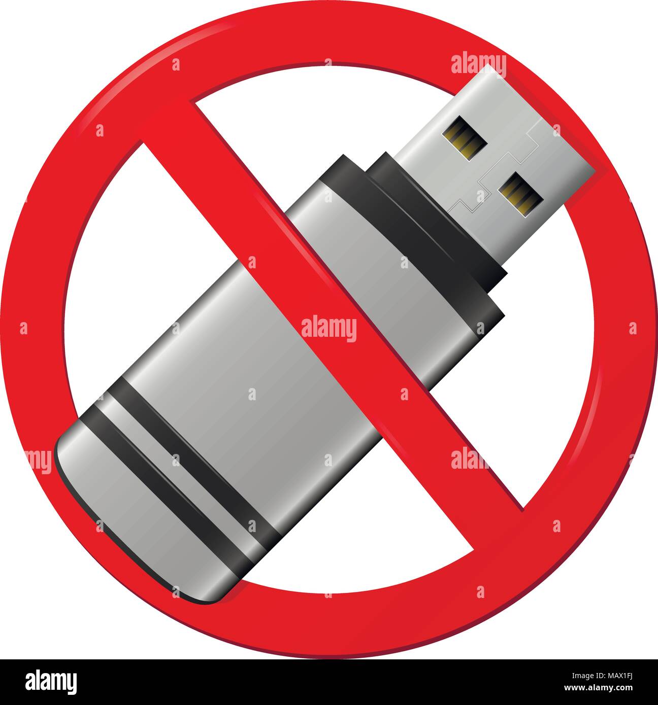 No flash drive sign, isolated on white background Stock Vector Image ...