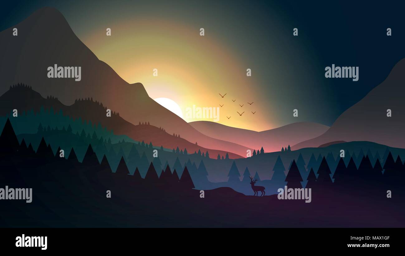 Panoramic view over hill Stock Vector Images - Alamy