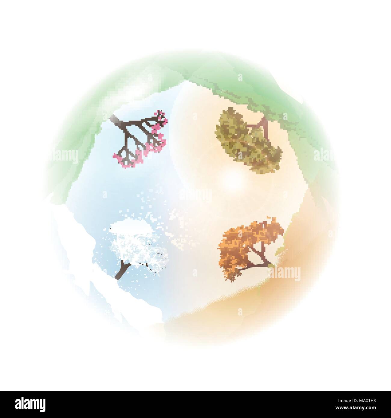 Four Seasons Spring, Summer, Autumn, Winter Banners with Abstract Trees ...