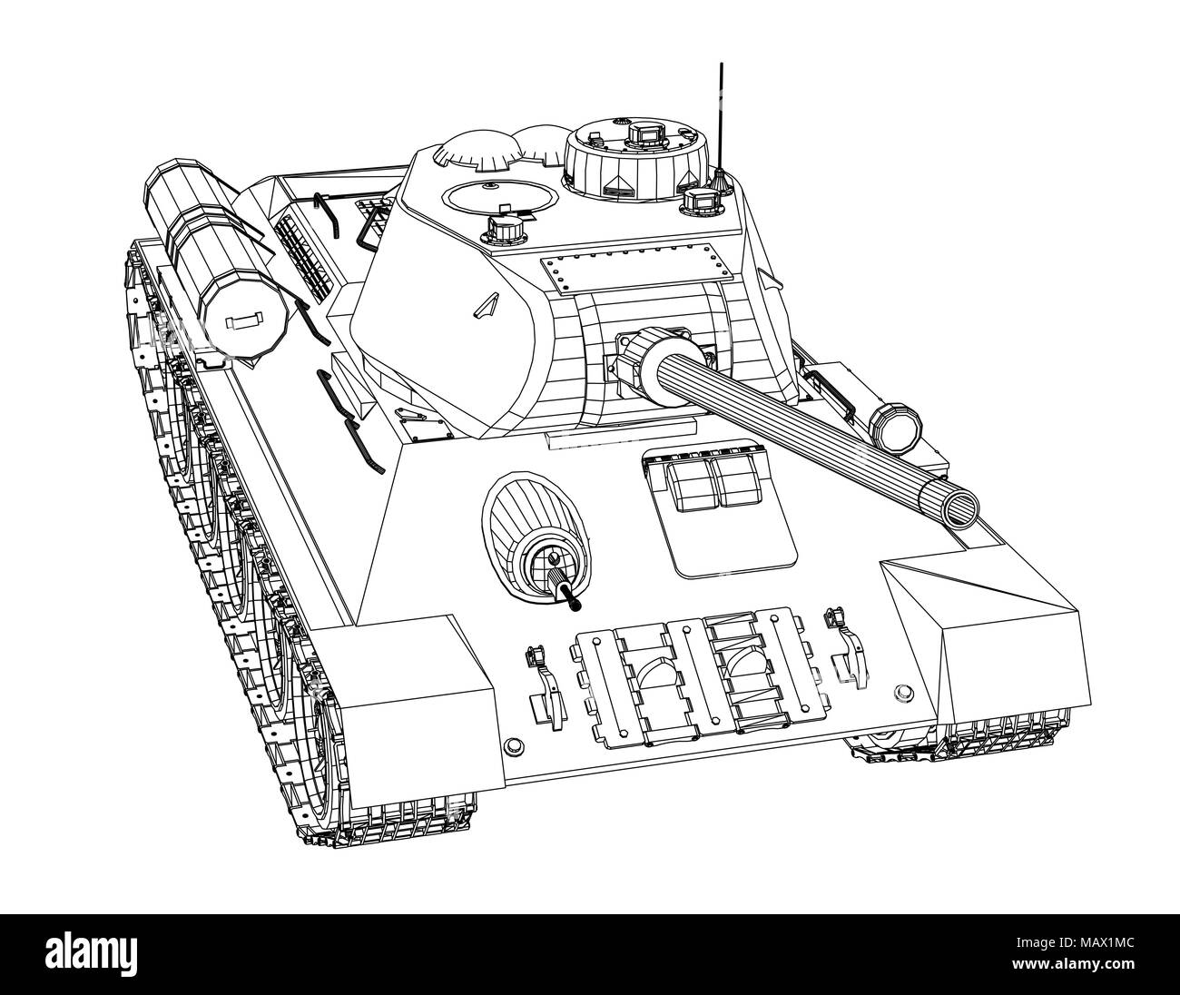Blueprint of realistic tank Stock Photo - Alamy