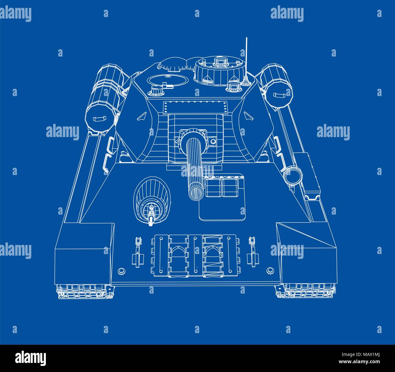 Blueprint of realistic tank Stock Photo - Alamy