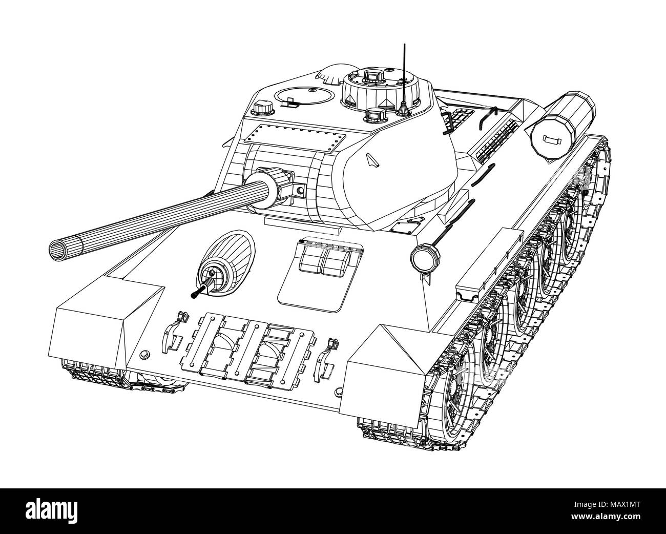 Blueprint of realistic tank Stock Photo - Alamy