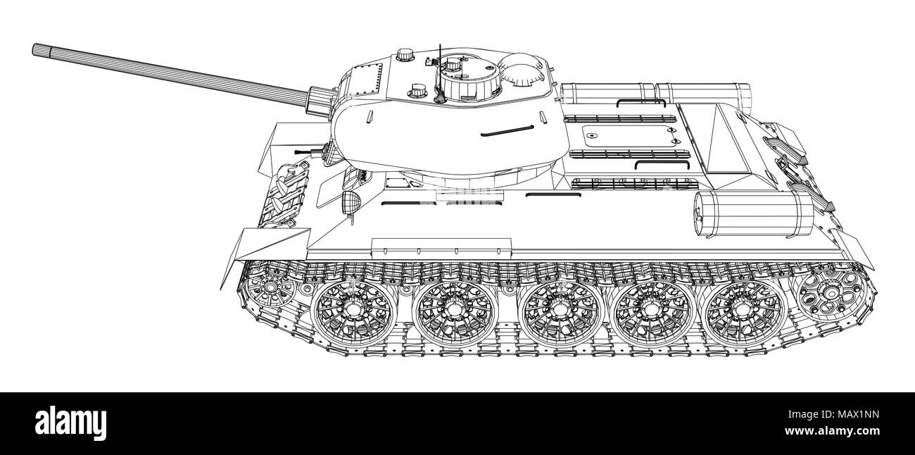 Blueprint of realistic tank Stock Photo - Alamy