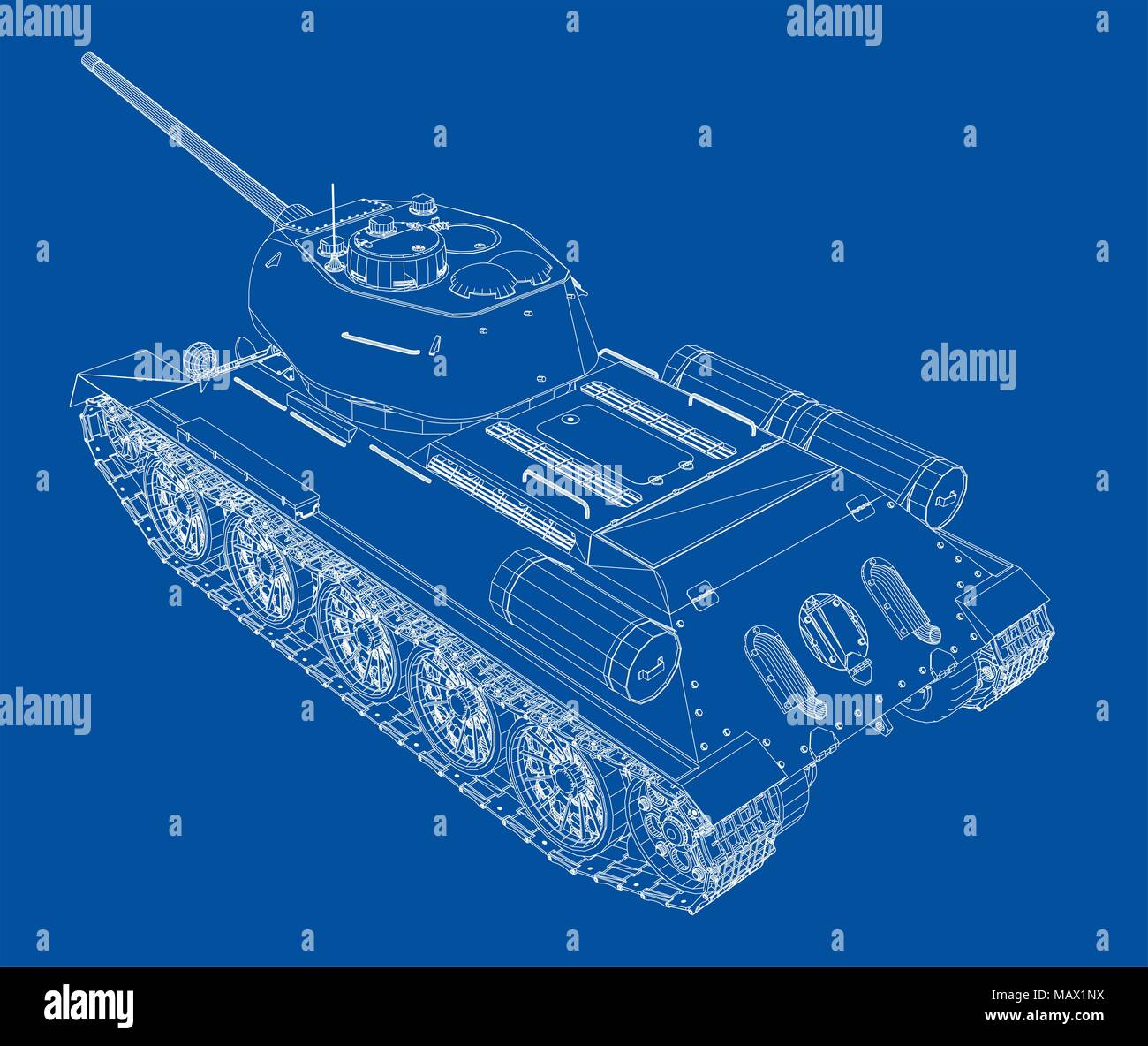 Blueprint of realistic tank Stock Photo - Alamy