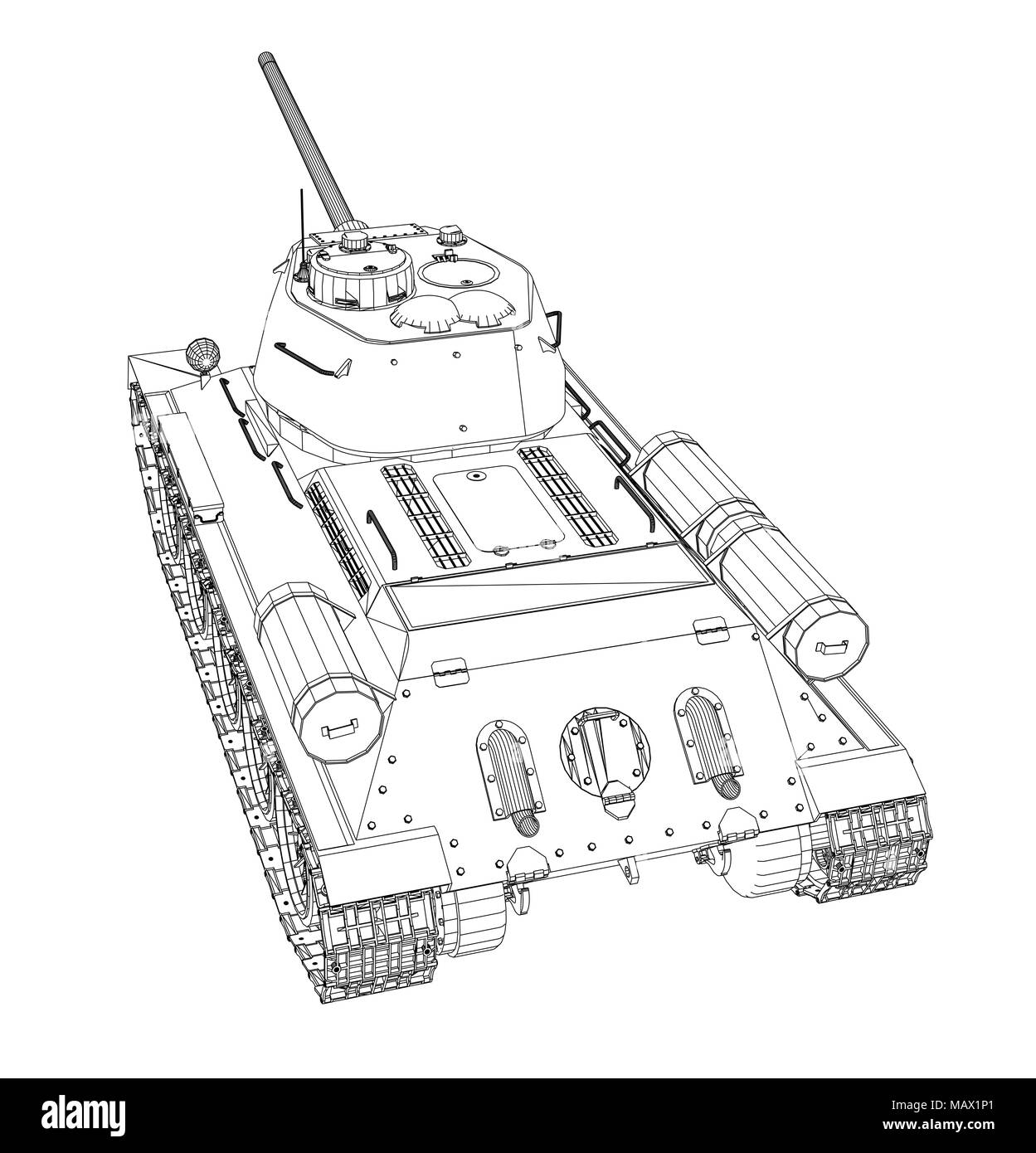 Blueprint of realistic tank Stock Photo - Alamy