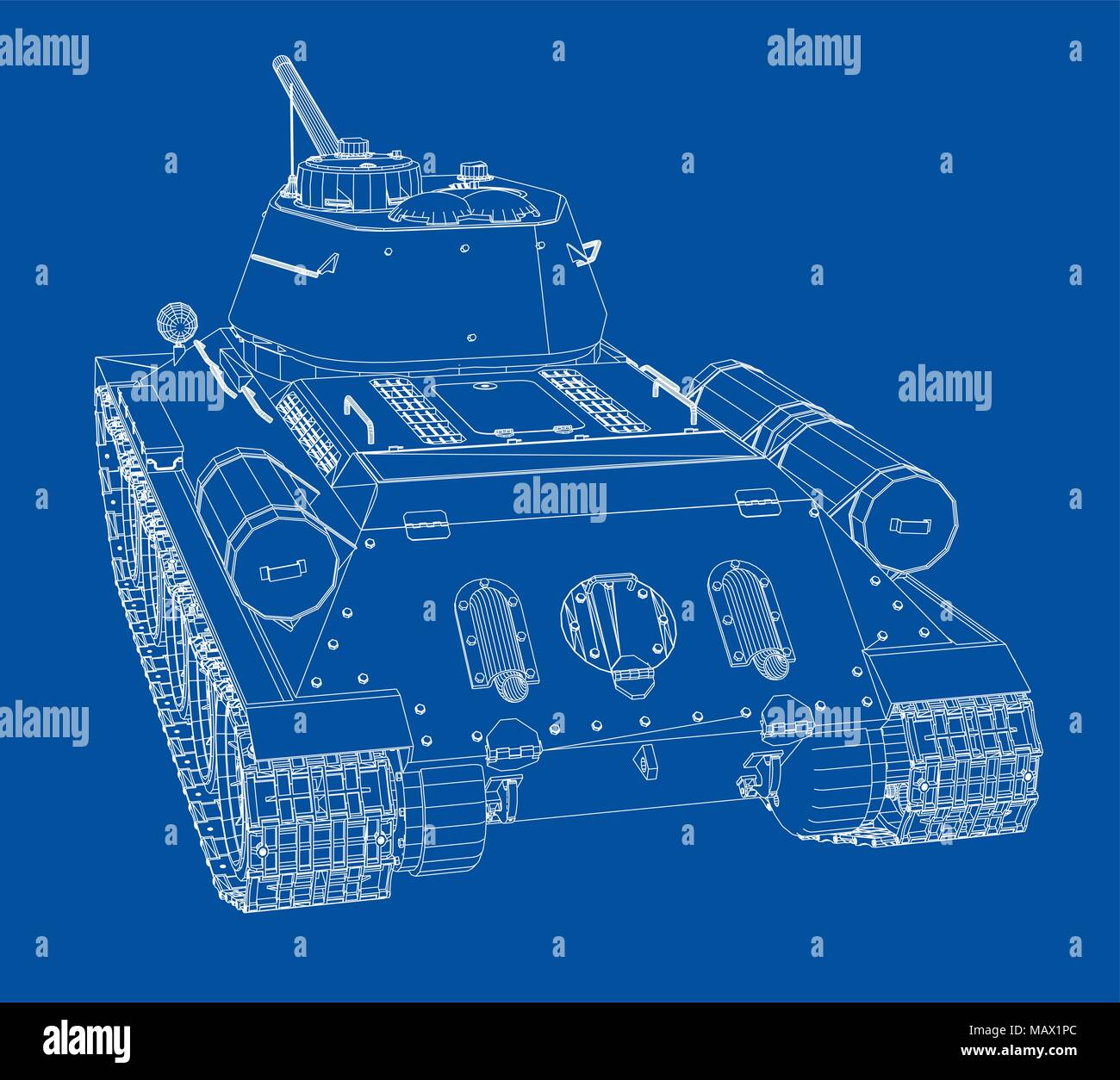 Blueprint of realistic tank Stock Photo - Alamy