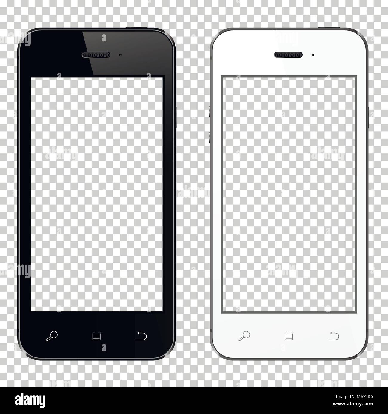 Realistic smartphones with transparent screen isolated on transparent ...