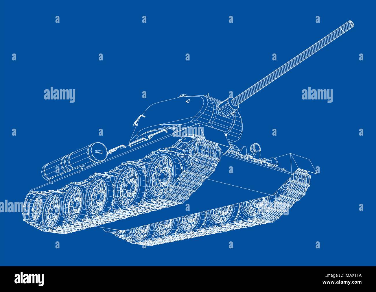 Blueprint of realistic tank Stock Photo - Alamy