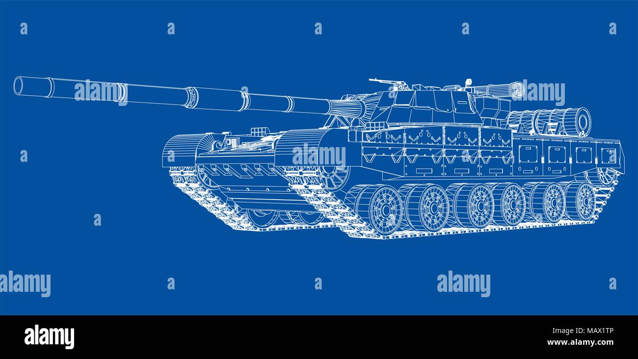 Blueprint of realistic tank Stock Photo - Alamy