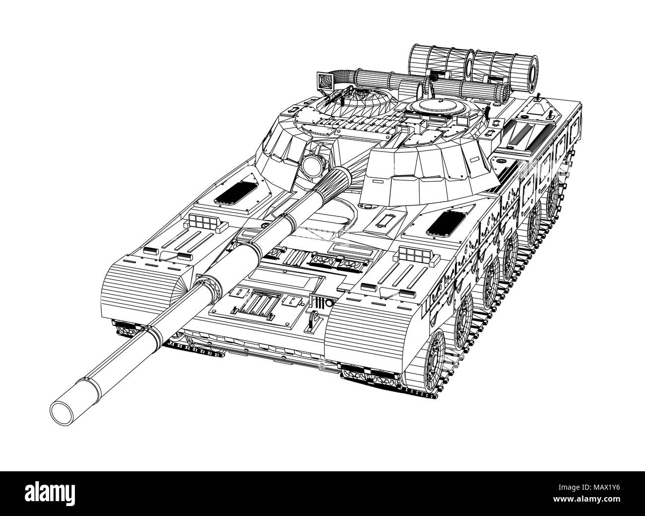 Blueprint of realistic tank Stock Photo - Alamy