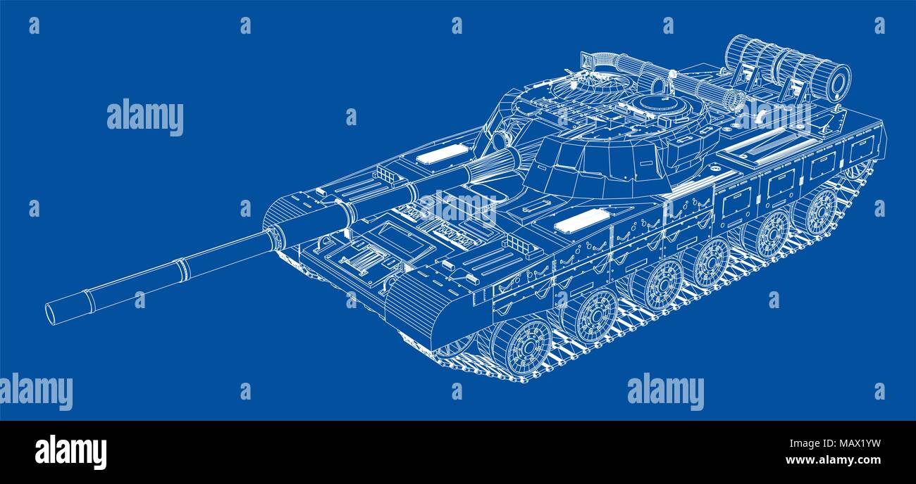 Blueprint of realistic tank Stock Photo - Alamy