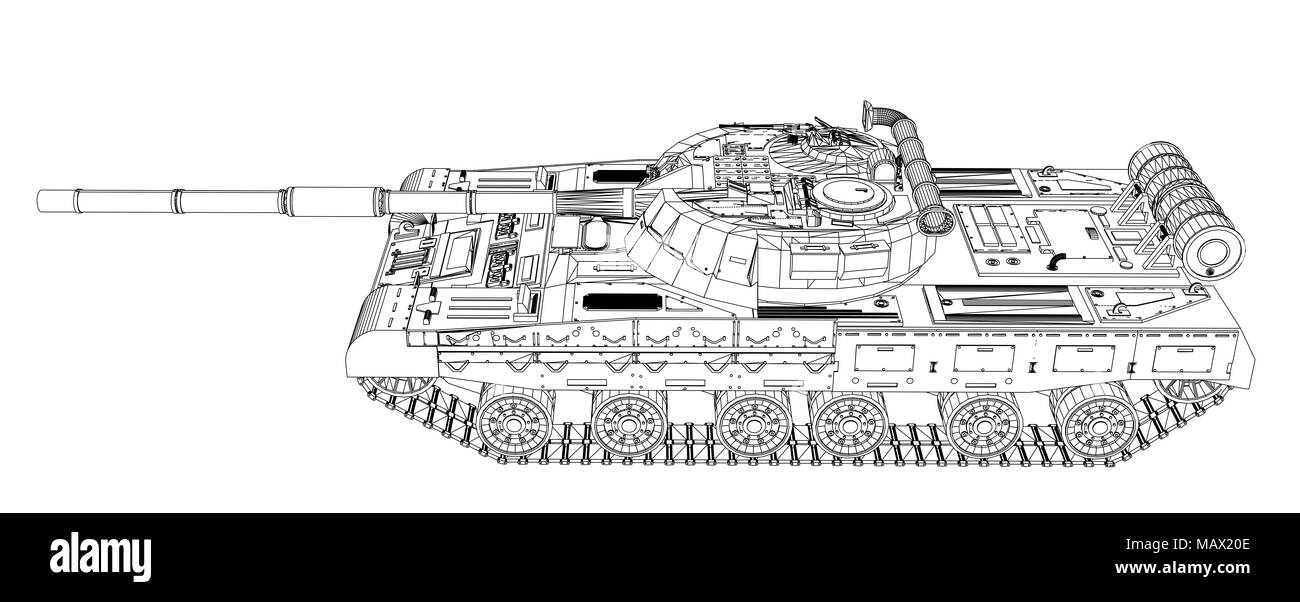 Blueprint of realistic tank Stock Photo - Alamy