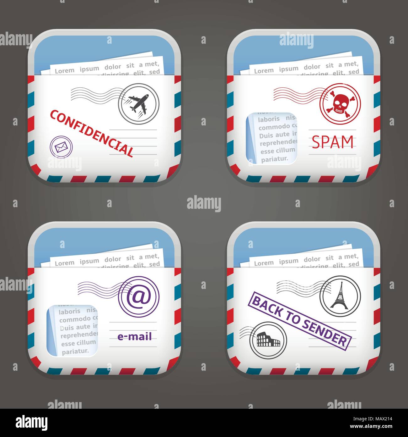 Set of e-mail apps icons. Vector illustration Stock Vector Image & Art ...