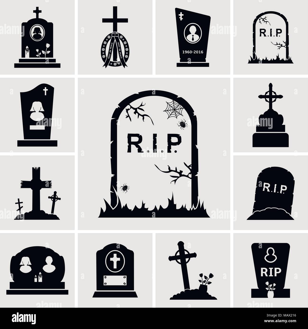 Stone gravestones in graveyard Stock Vector Images - Alamy