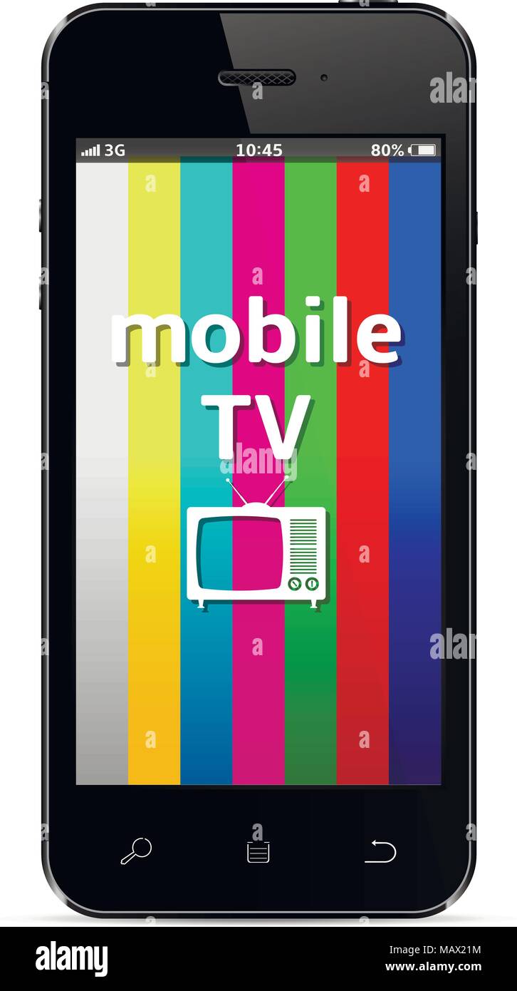 Mobile smart phone with tv icon on test pattern screen Stock Vector ...