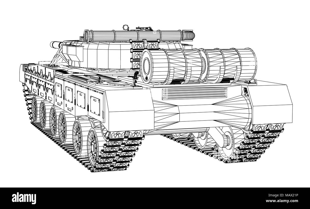 Blueprint of realistic tank Stock Photo - Alamy