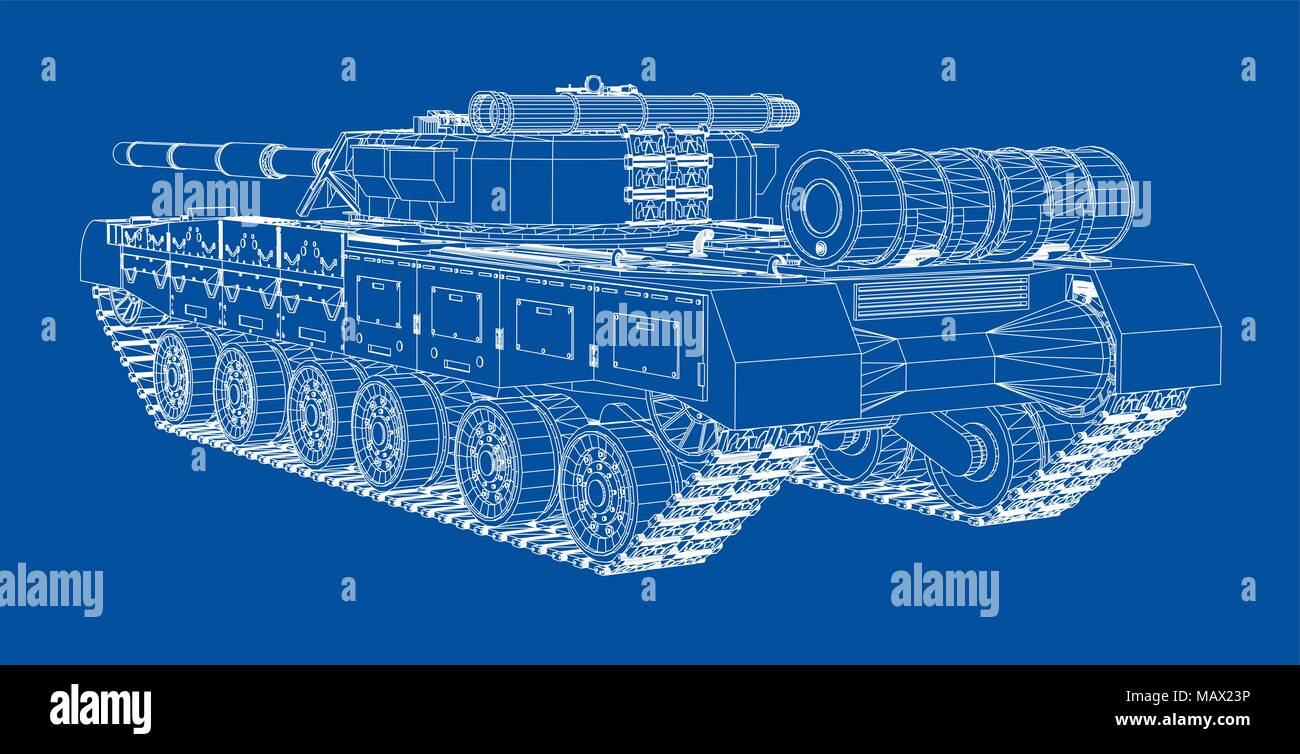 Blueprint of realistic tank Stock Photo - Alamy