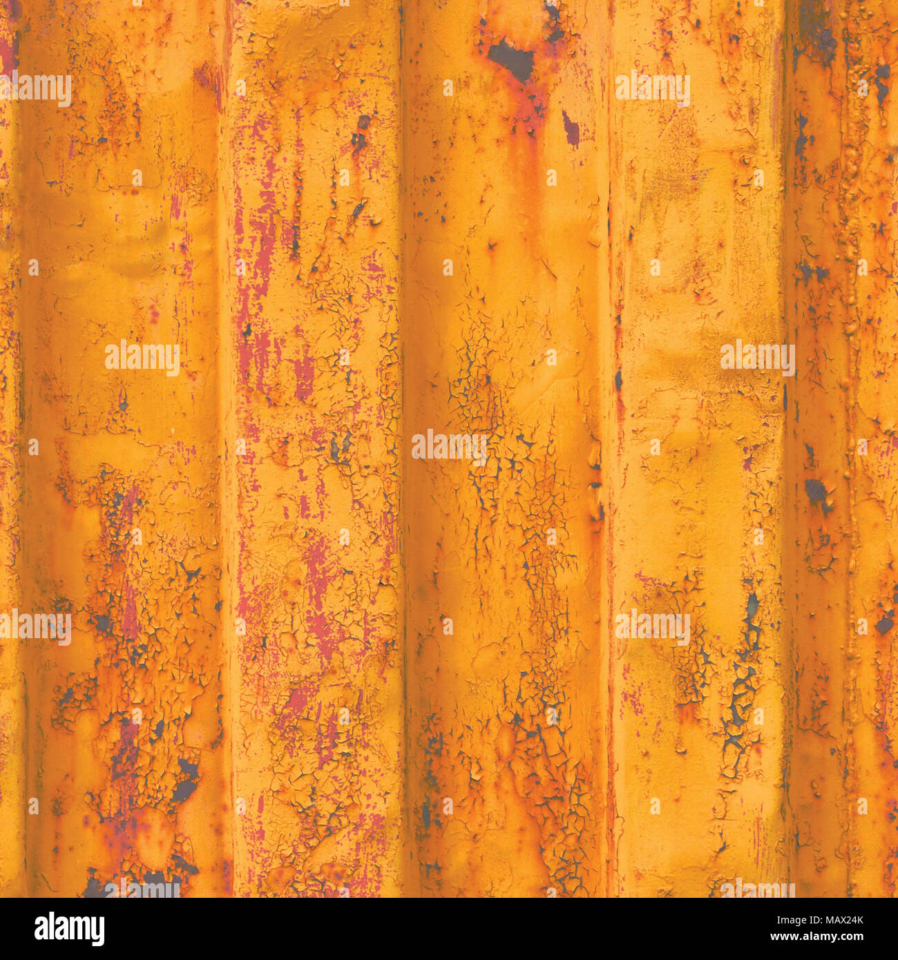 Yellow grunge sea freight container background, dark rusty corrugated ...
