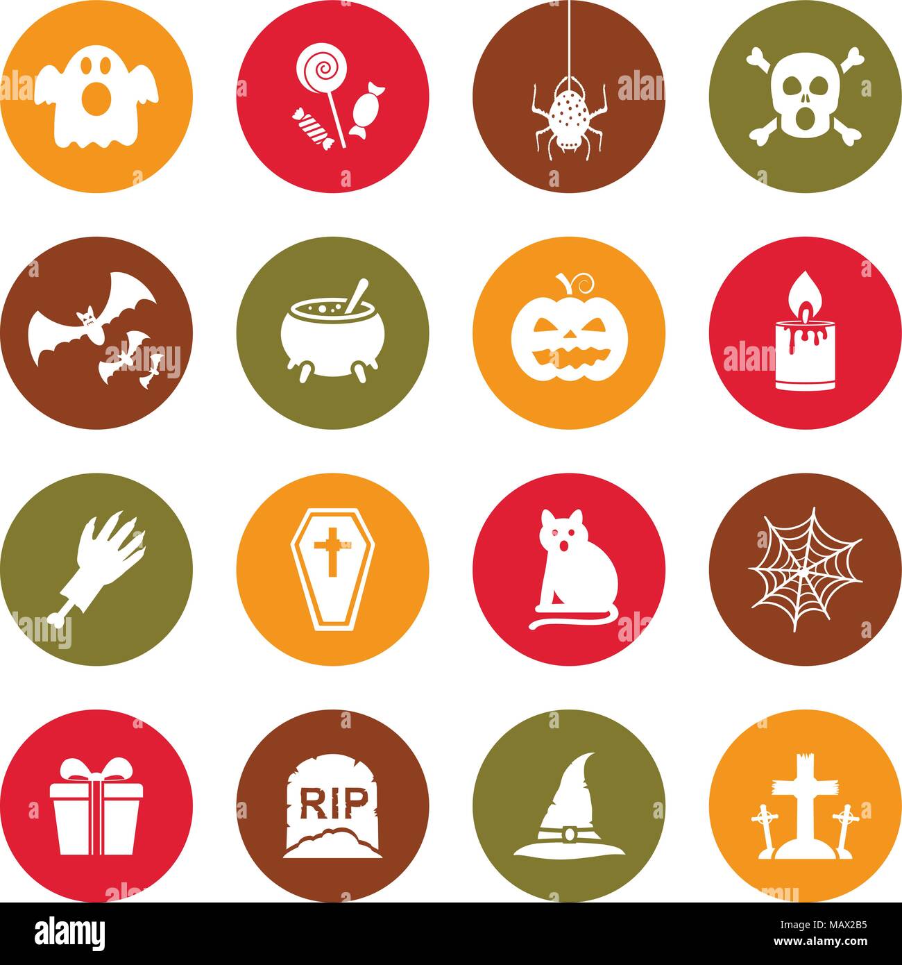 Halloween icon set isolated on a white background Stock Vector Image ...