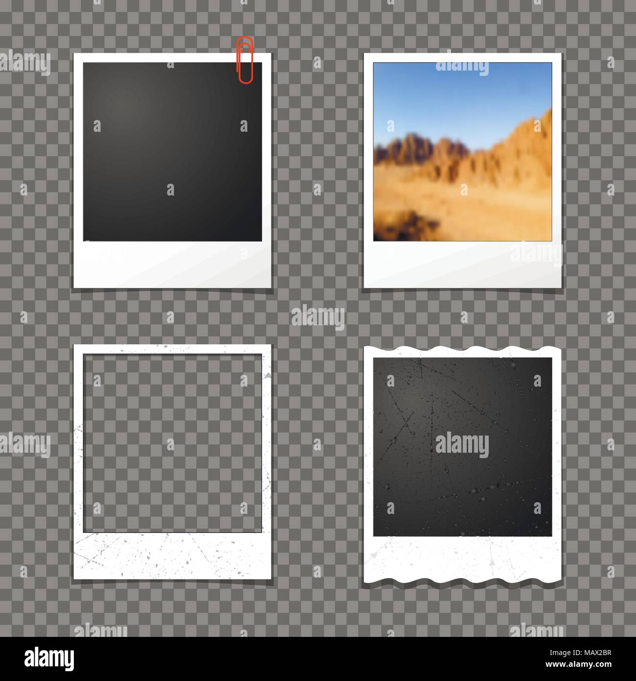 Blank instant photo frames isolated on transparent background. Vector ...