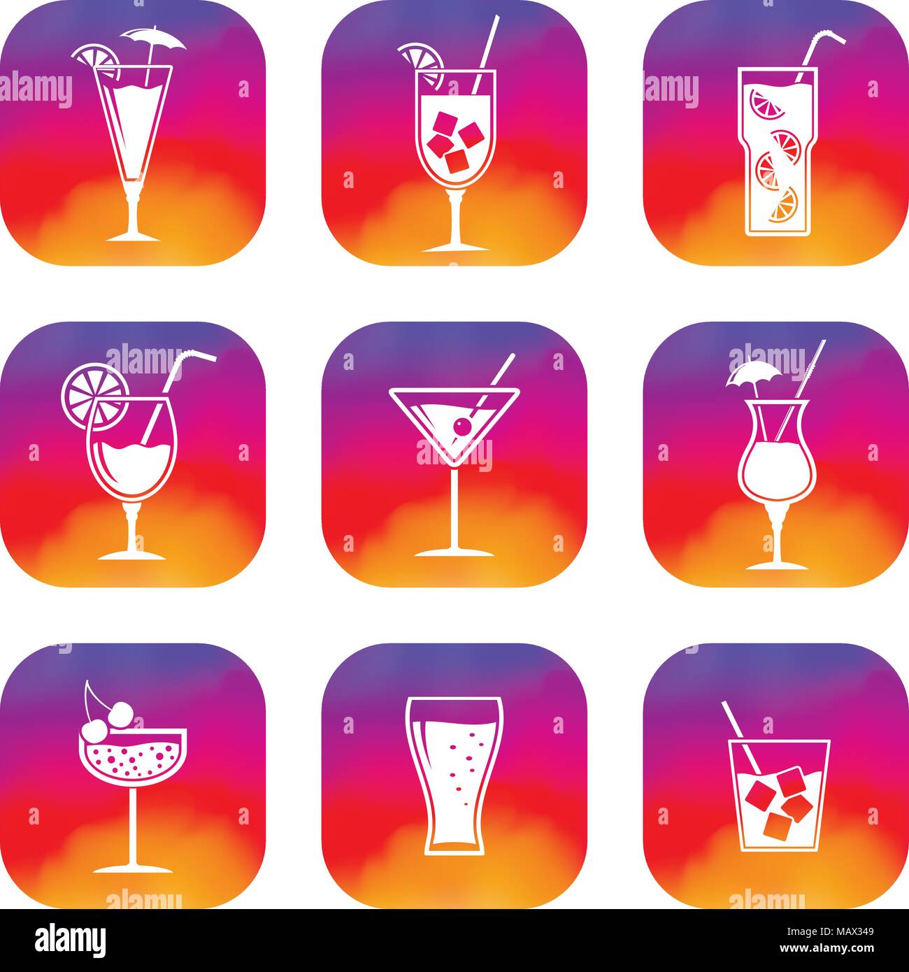 Neon party icons set Stock Vector Images - Alamy