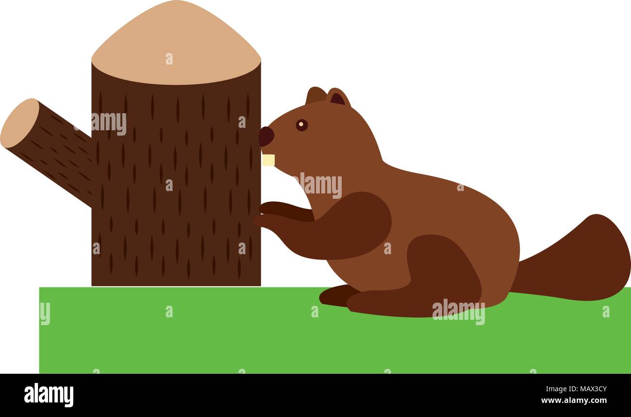 Tree felled by the beaver Stock Vector Images - Alamy