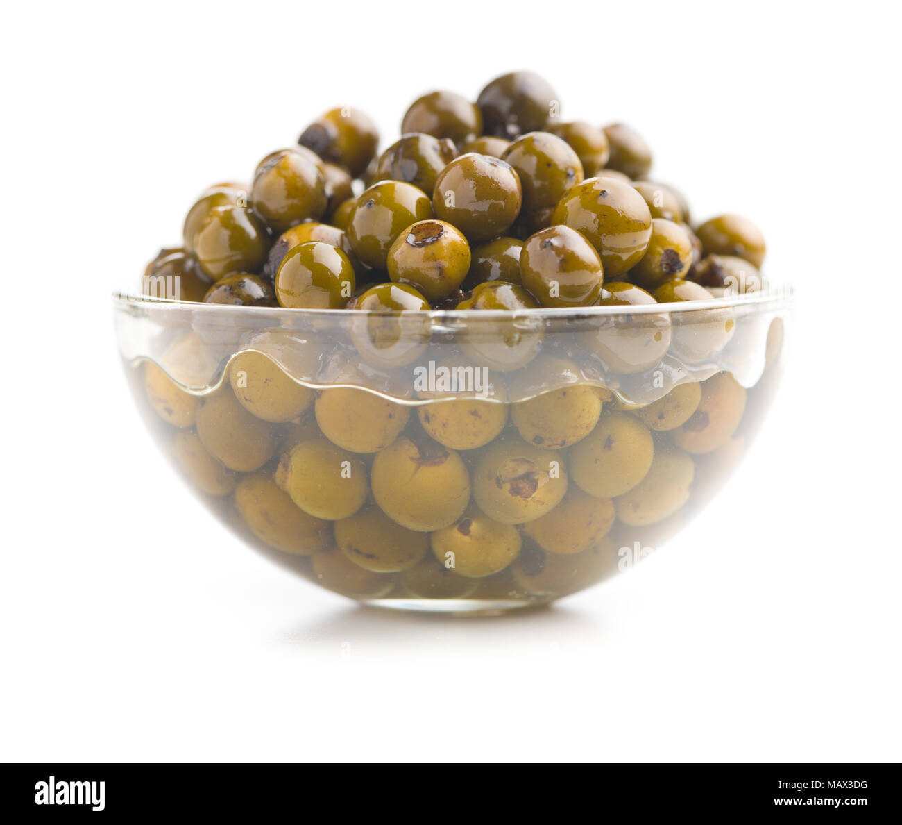 Green peppercorn in brine isolated on white background Stock Photo - Alamy