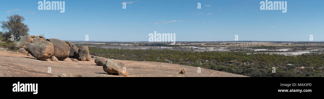 On top of the spectacular Wave Rock, famous place in the outback of ...