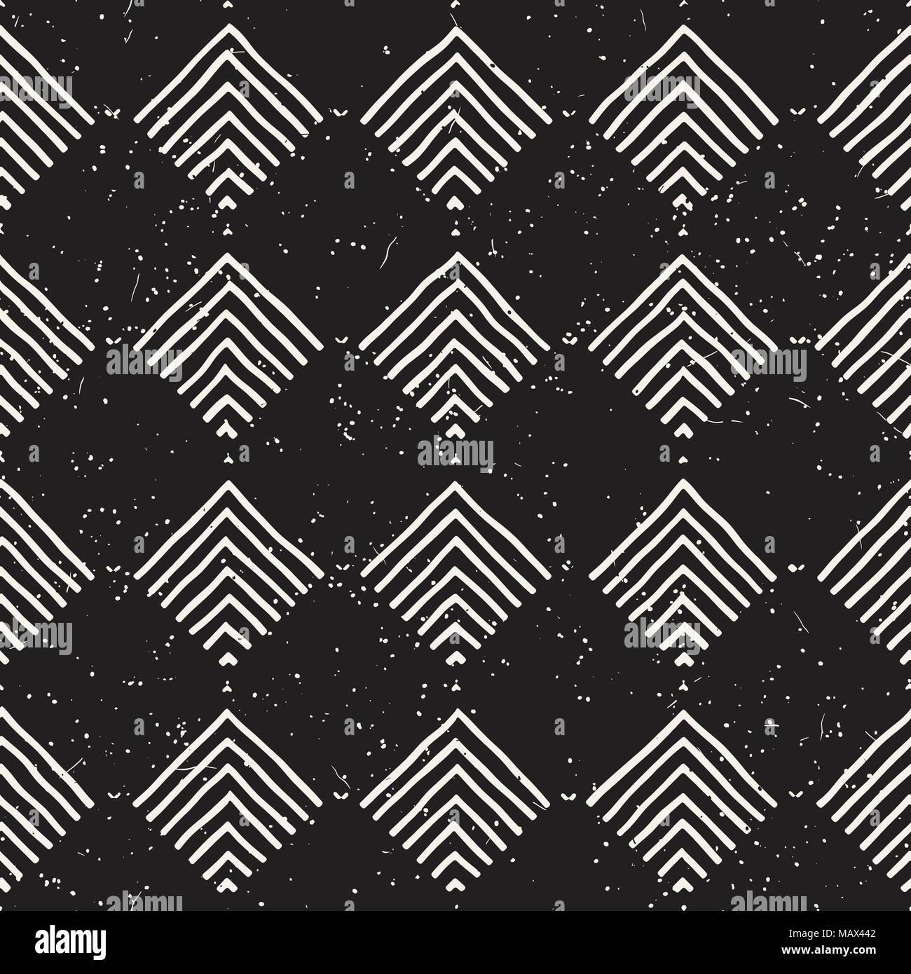 Hand drawn seamless repeating pattern with checker lines tiling. Grungy ...